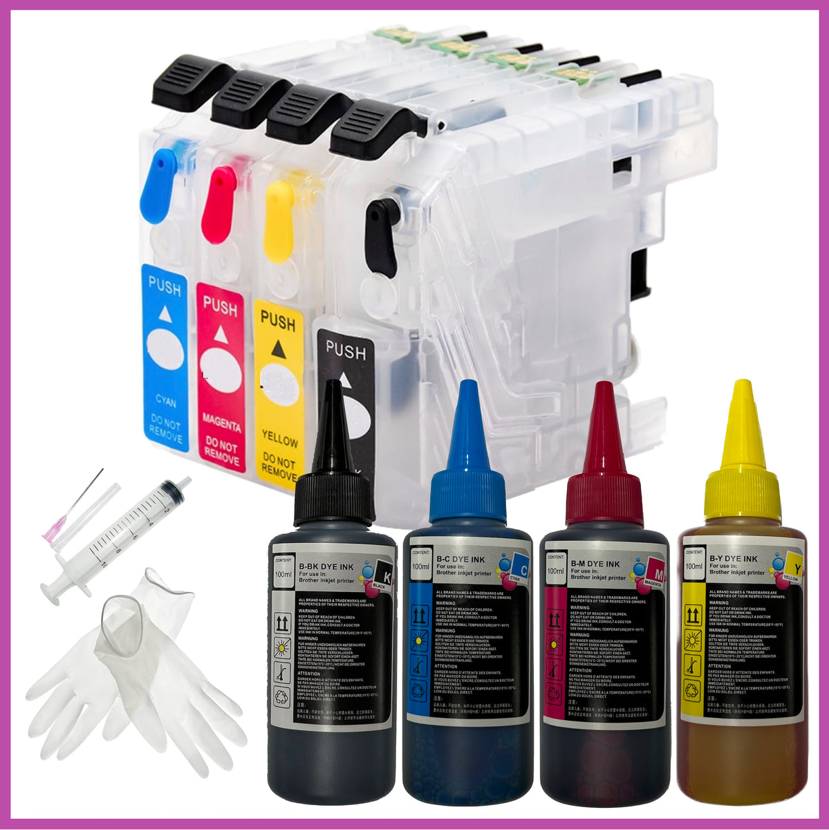 Refill Starter Kit - 223XL Cartridges with ARC Chips & Ink for Brother ...